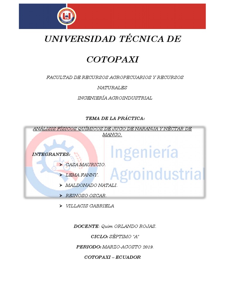 ANALISIS Jugos Final | PDF | Zumo de naranja | Alimentos