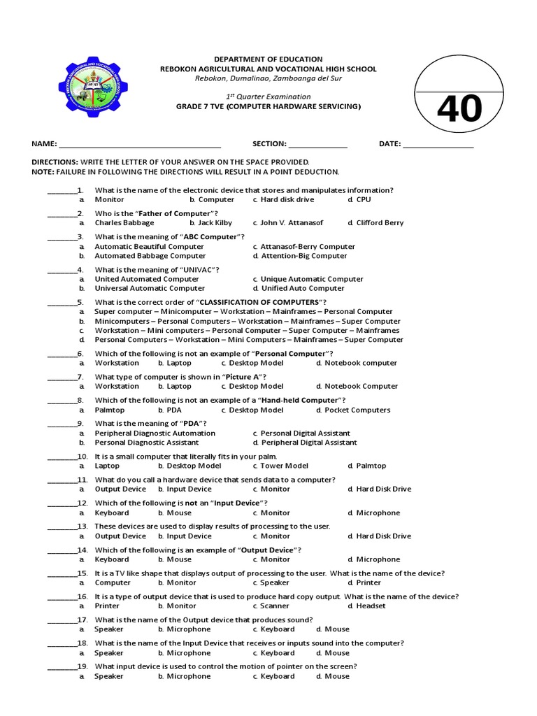 G7 Tve-Chs | PDF | Input/Output | Random Access Memory