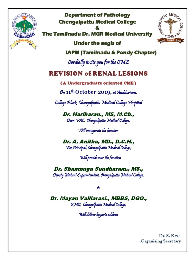 CME Invitation: Revision of Renal Lesions | PDF | Doctor Of Medicine ...