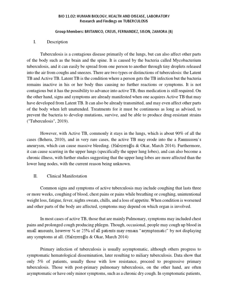 Tuberculosis Lab Report | Download Free PDF | Tuberculosis | Cough