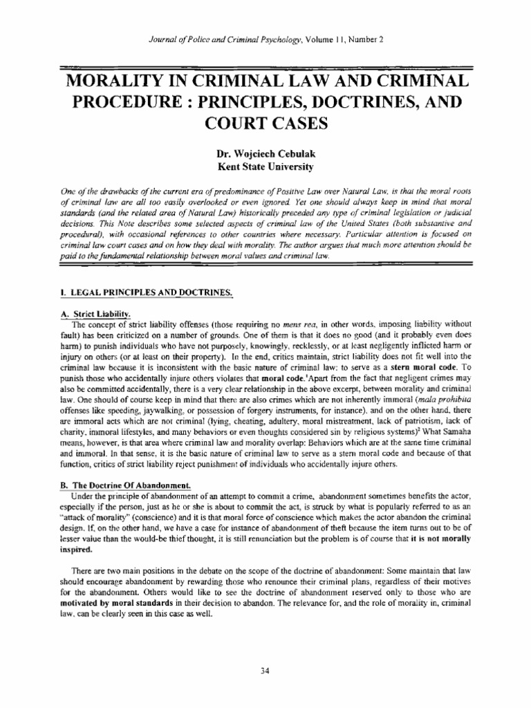 Morality in Criminal Law and Criminal Procedure:Principles, Doctrines ...