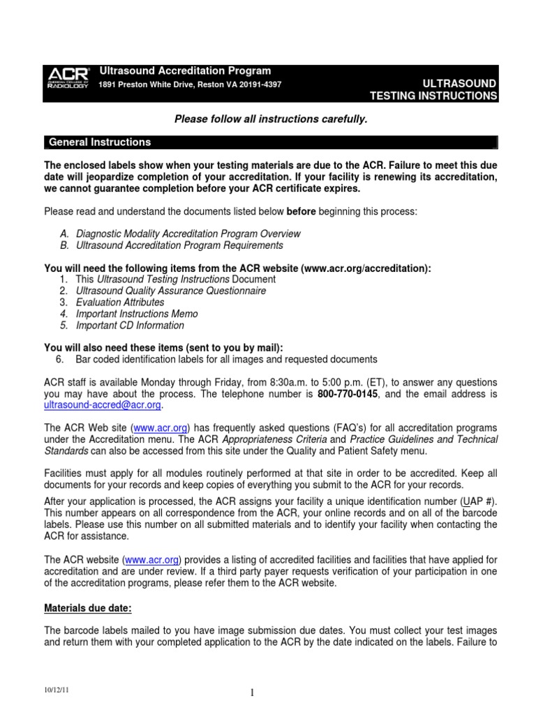 ACR ClinicalTestingInstructions | PDF | Cd Rom | Test (Assessment)