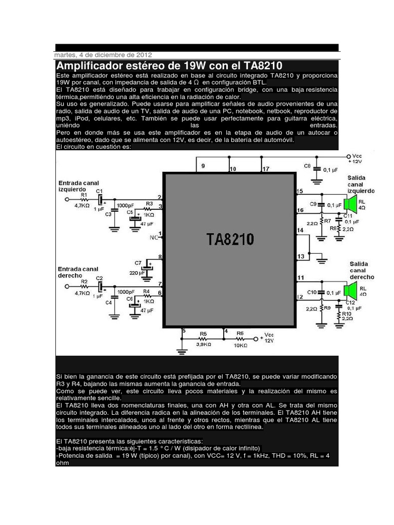 Guía para construir un amplificador estéreo de 19W con el circuito ...