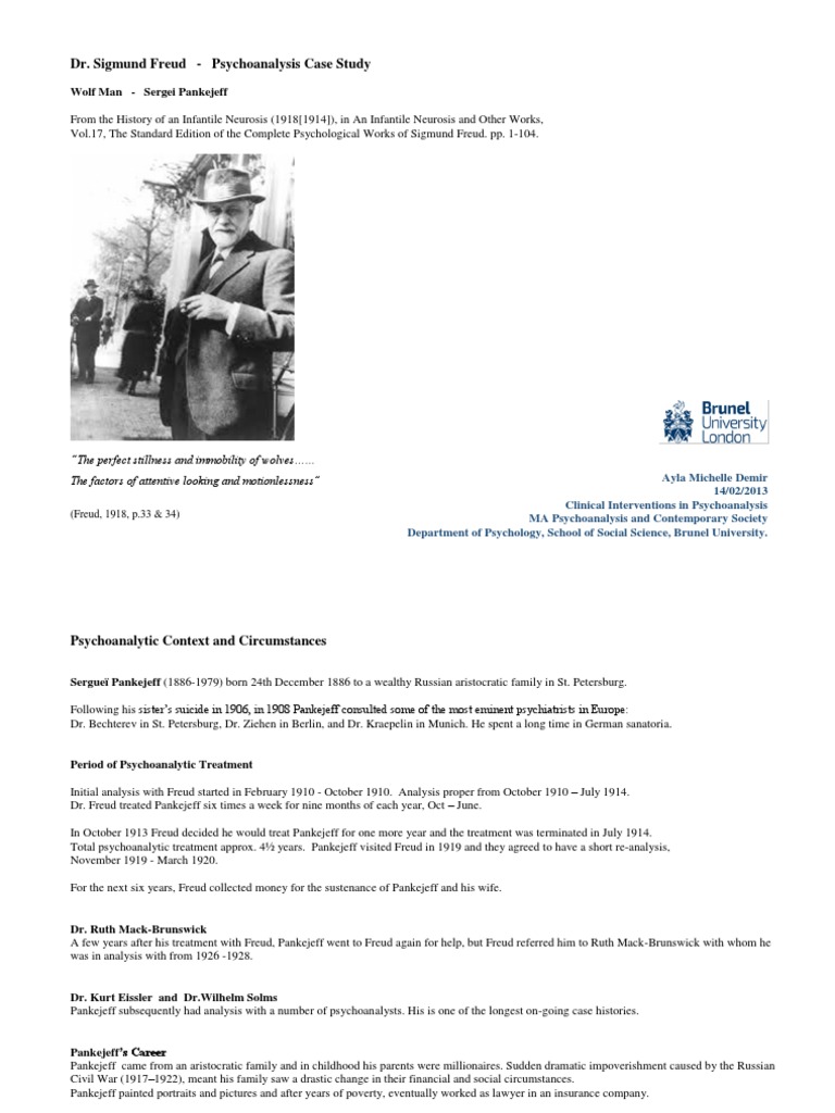 Freud - Wolf Man Case Study (Demir Ayla Michelle PowerPoint) PDF | PDF ...