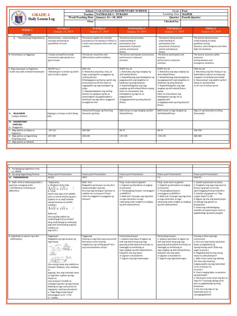 Grade 4 DLL Quarter 4 Week 1 | PDF