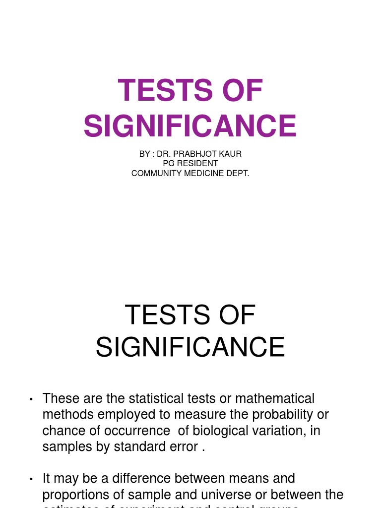Tests of Significance | PDF | Statistical Hypothesis Testing | Standard ...