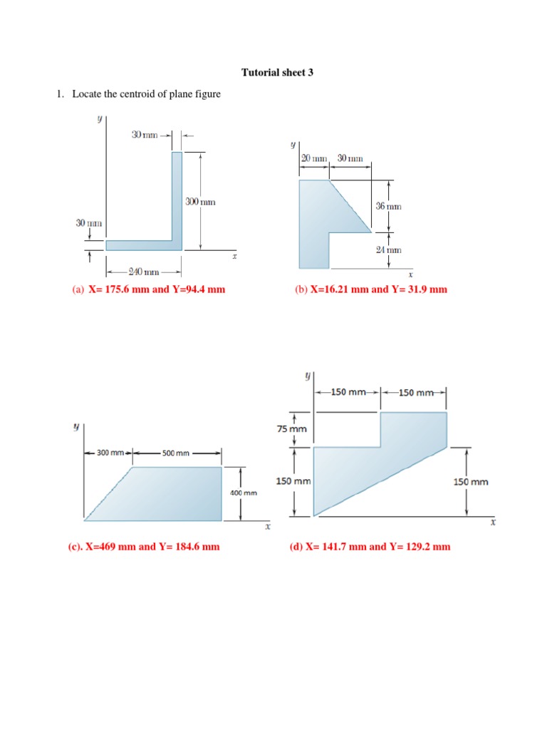 Locate The Centroid of Plane Figure: Tutorial Sheet 3 | PDF | Home ...