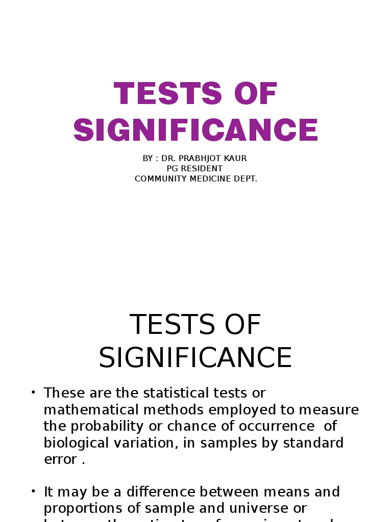 Tests of Significance | PDF | Statistical Hypothesis Testing | Standard ...