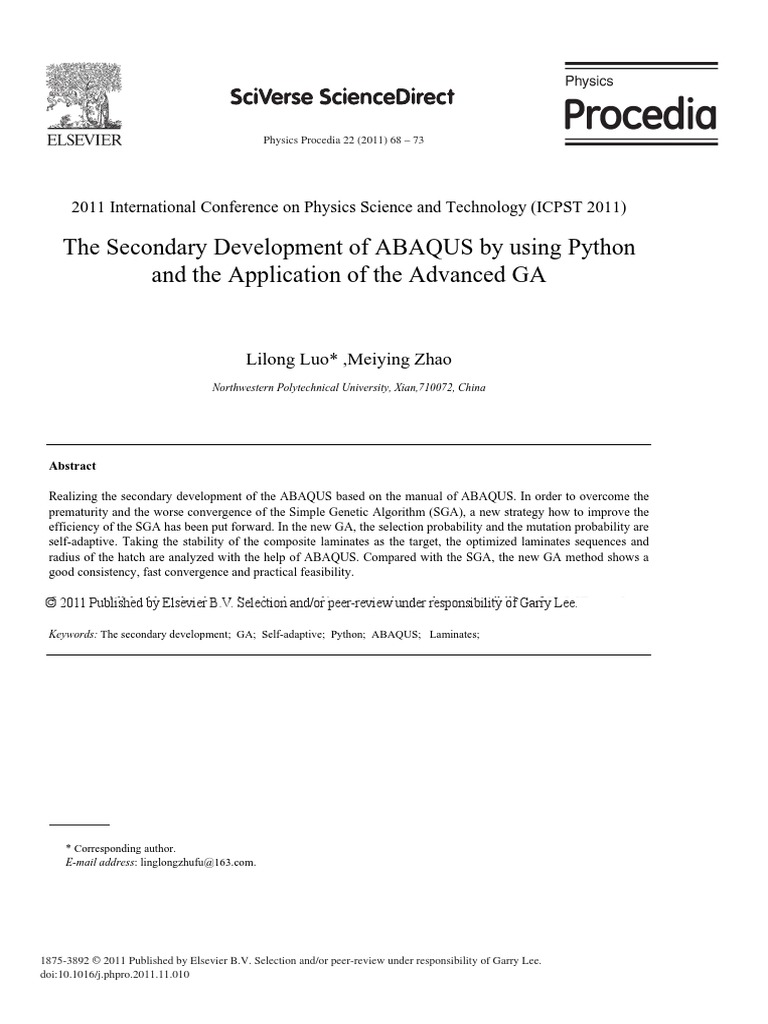 Abaqus Scripting | PDF | Genetic Algorithm | Mathematical Optimization
