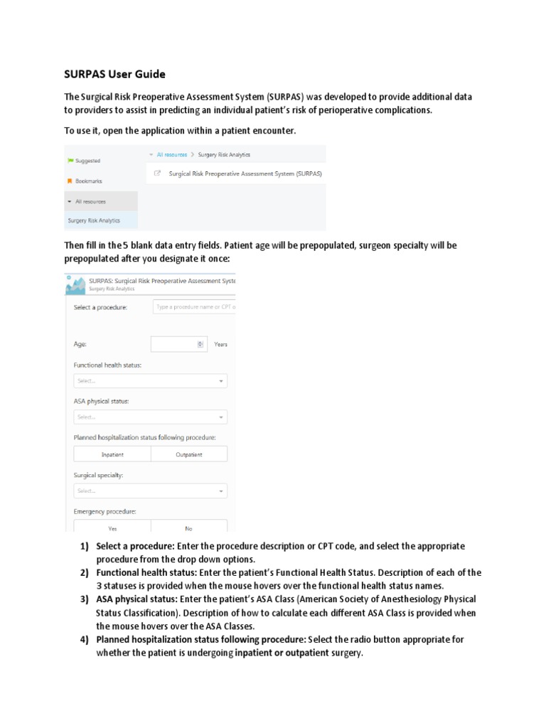 2017-04-16 Surpas User Guide 1 | PDF | Surgery | Patient