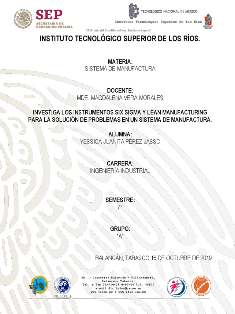 Instrumentos Six Sigma Y Lean Manufacturing Pdf Pdf Six Sigma