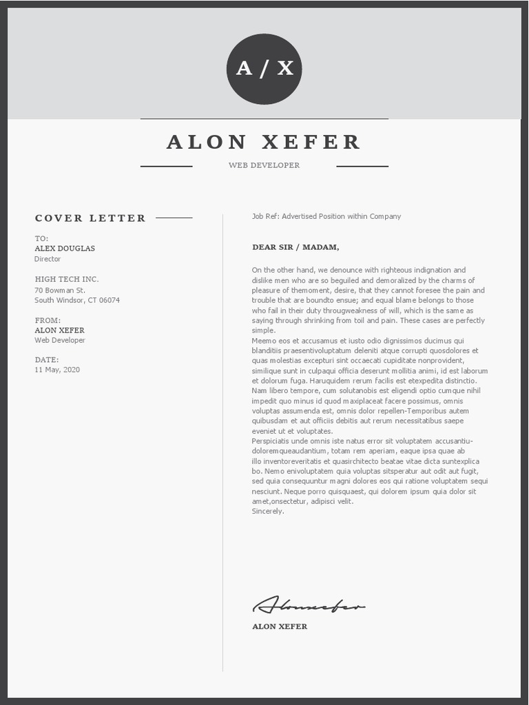 Cover Letter (A4) | PDF | Self-Improvement
