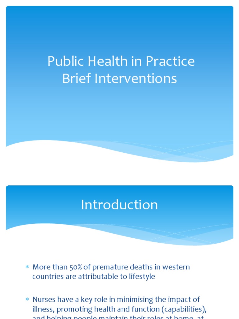 Public Health in Practice Brief Interventions | PDF | Behavior | Nursing