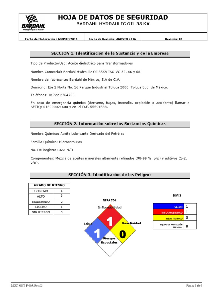 Aceite Dielectrico | PDF | Residuos | Toxicidad