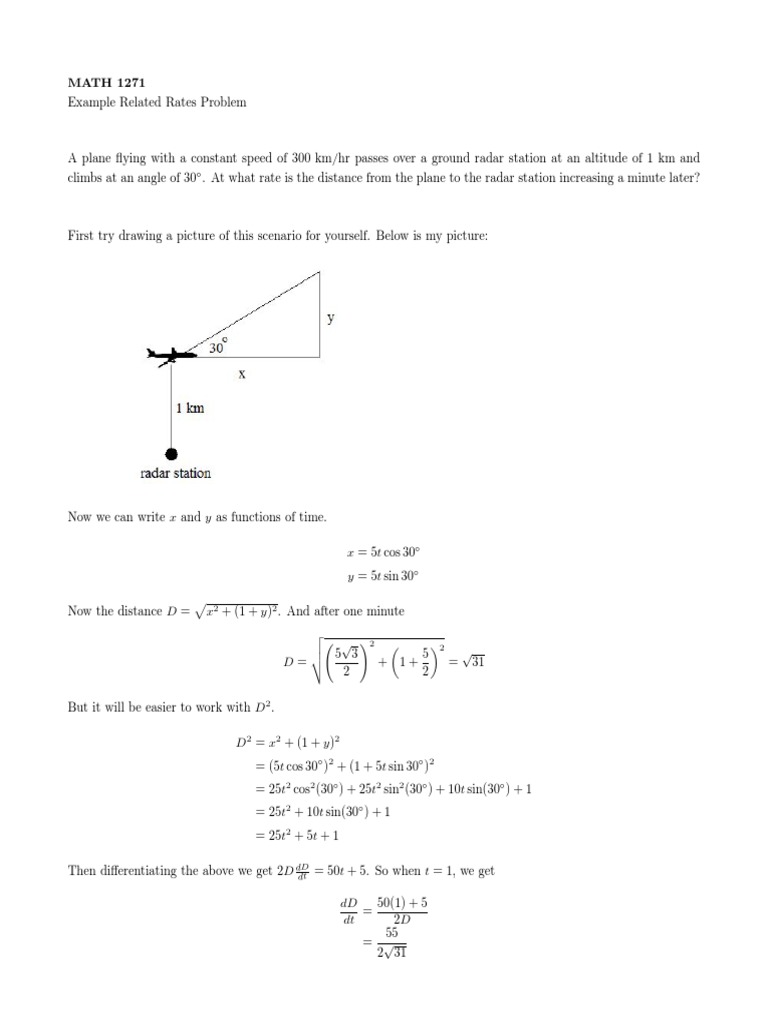 Related Rates Example Problem | PDF