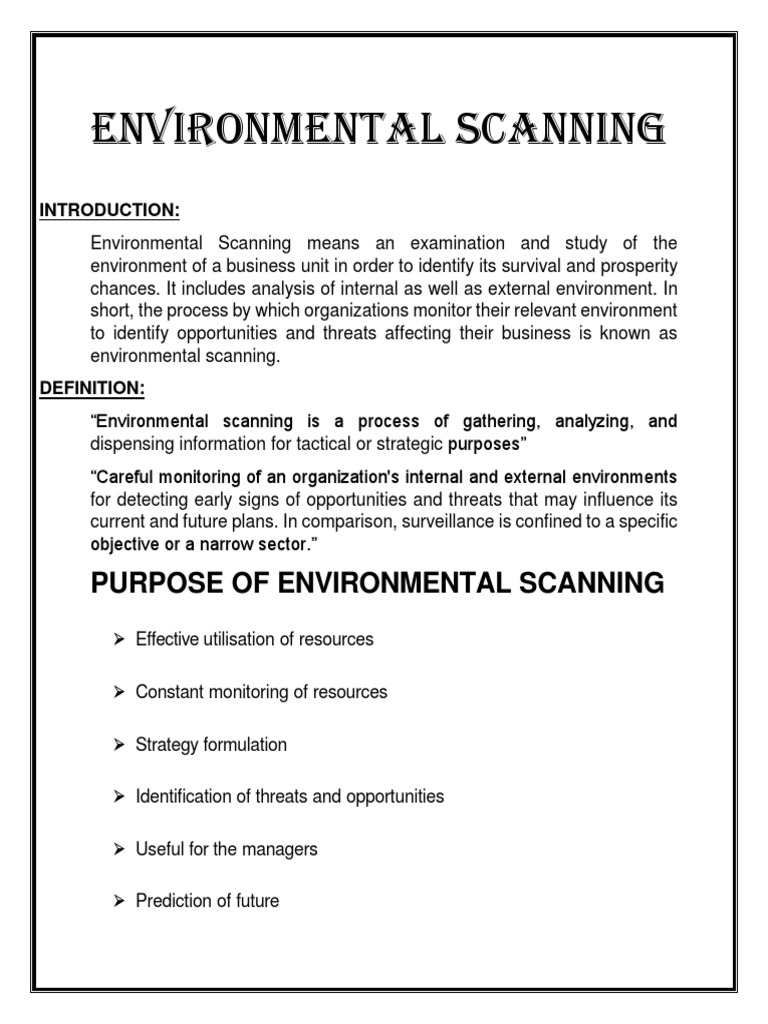 Environmental Scanning | PDF | Strategic Management | Business Economics