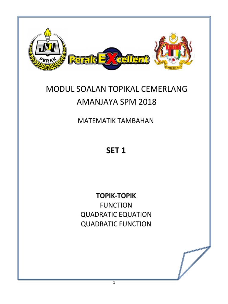 Set 1 Cemerlang Addmath | PDF