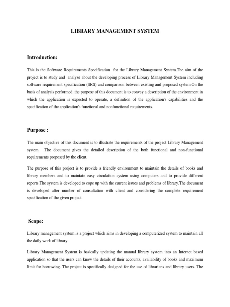 SRS Library Management | PDF | Libraries | Databases