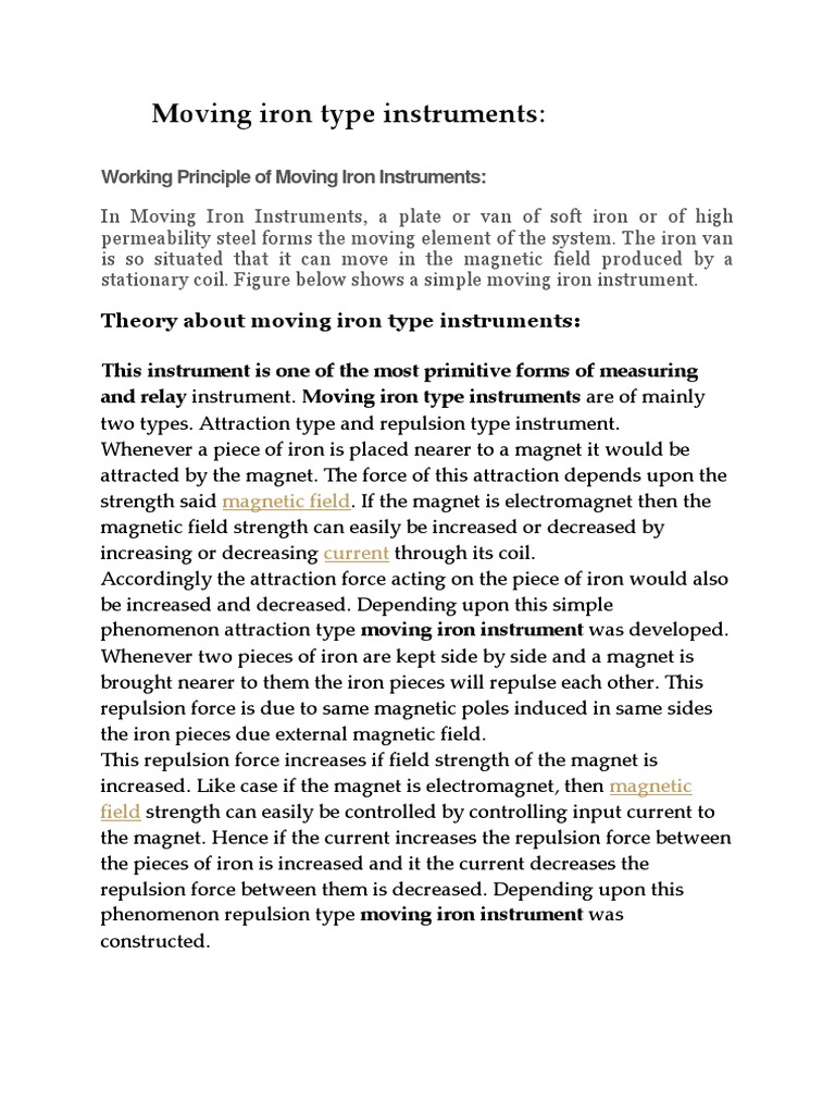 Moving Iron Type Instruments | PDF | Inductor | Magnetic Field