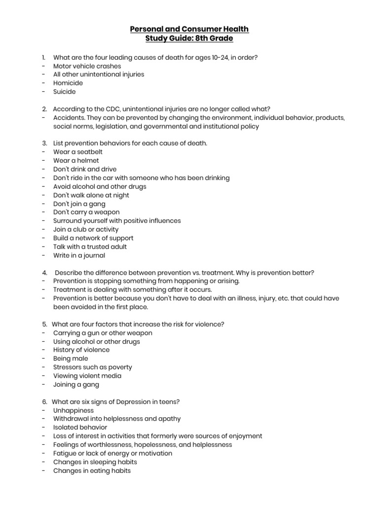 8th Grade Health Study Guide | PDF | Asthma | Allergy