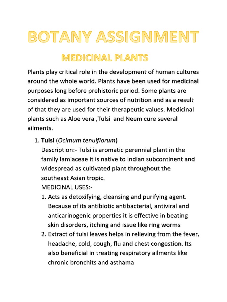 Botany Assignment | PDF | Medicine | Health Sciences