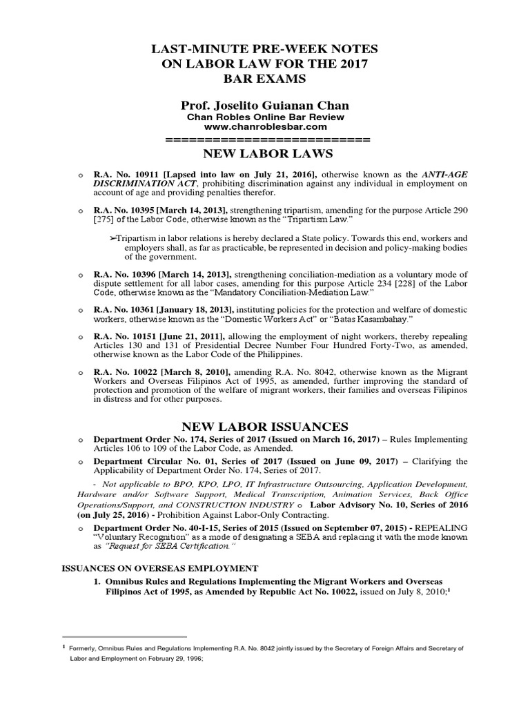 Labor Standards and Relations Reviewer | PDF | Labour Law | Employment