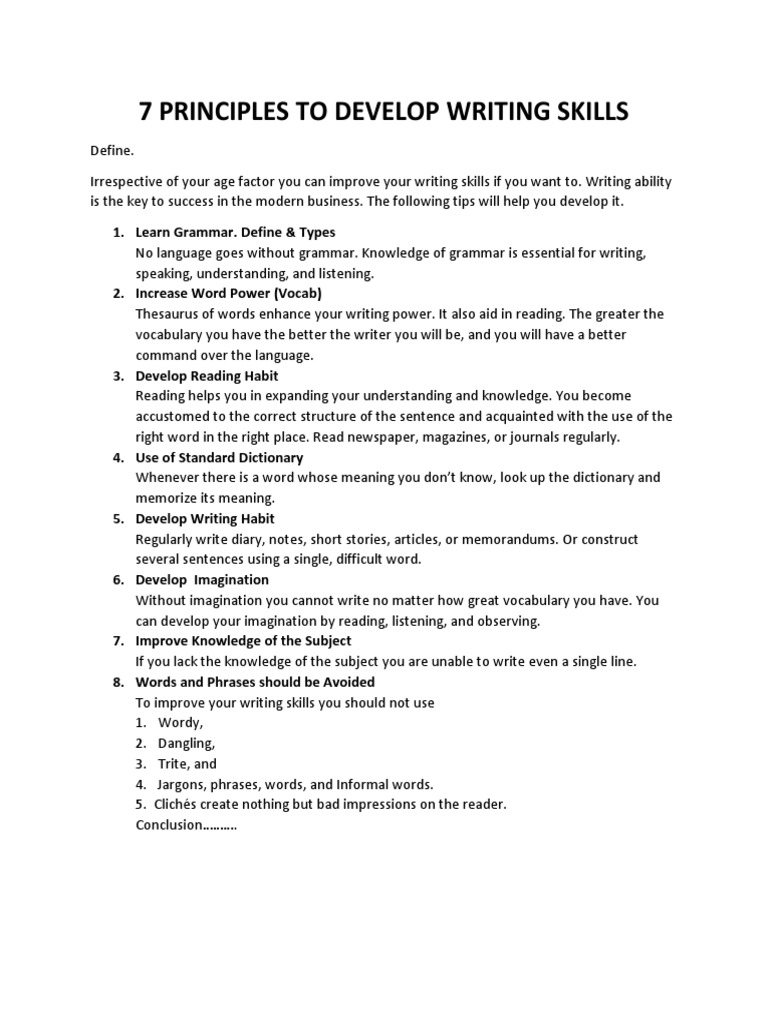 7 Principles to Enhance Writing Skills | PDF