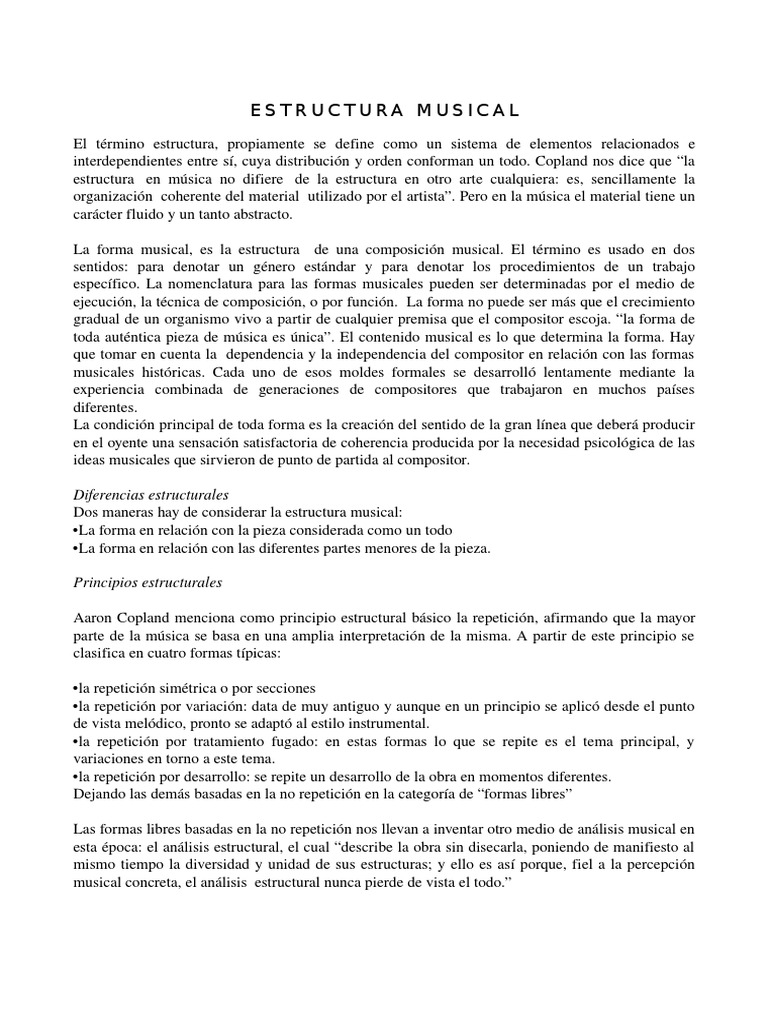 Estructura Musical | PDF | Formas musicales | Composiciones Musicales