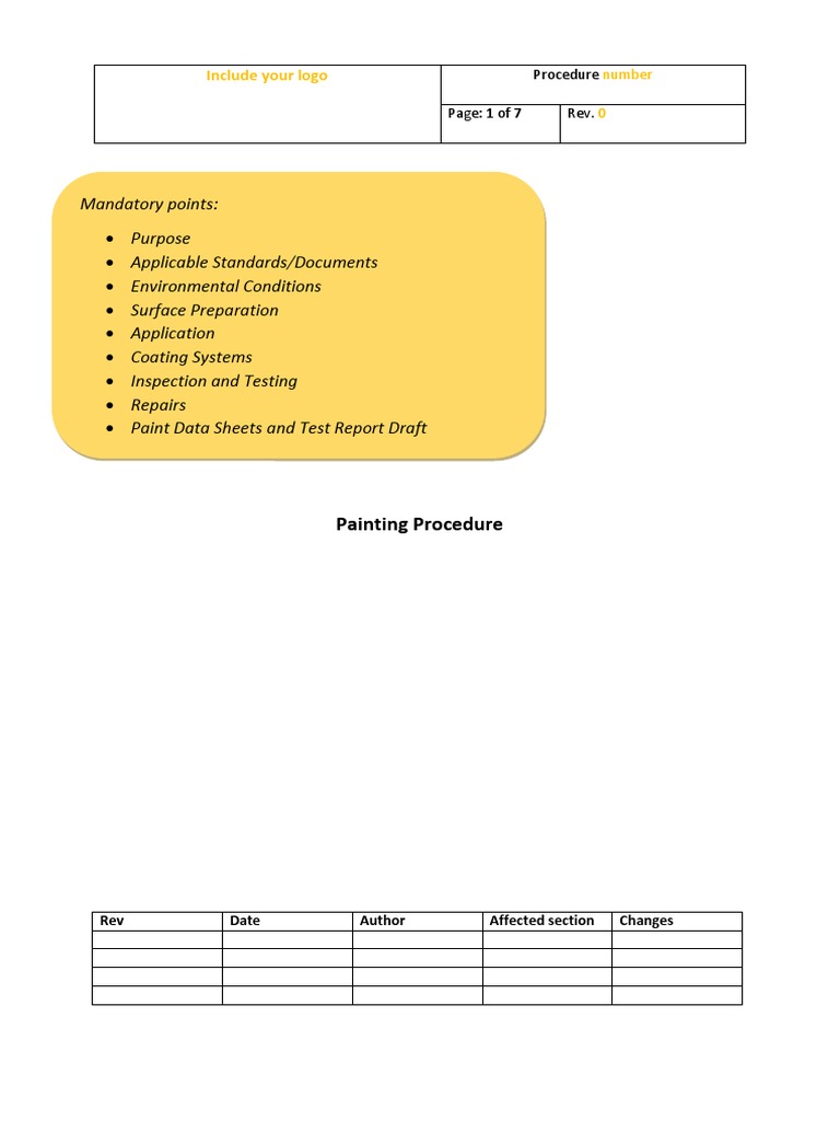 Include Your Logo: Painting Procedure | PDF | Paint | Materials