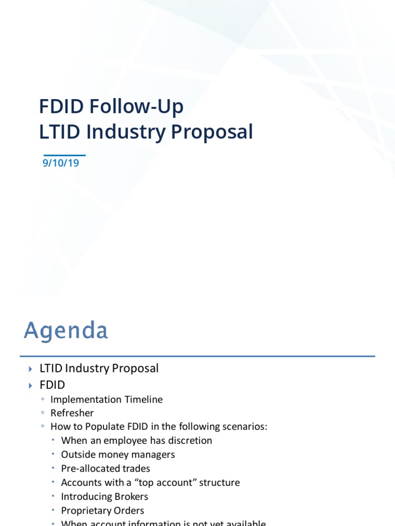 FDID Follow-Up LTID Industry Proposal | PDF | Identifier | Money