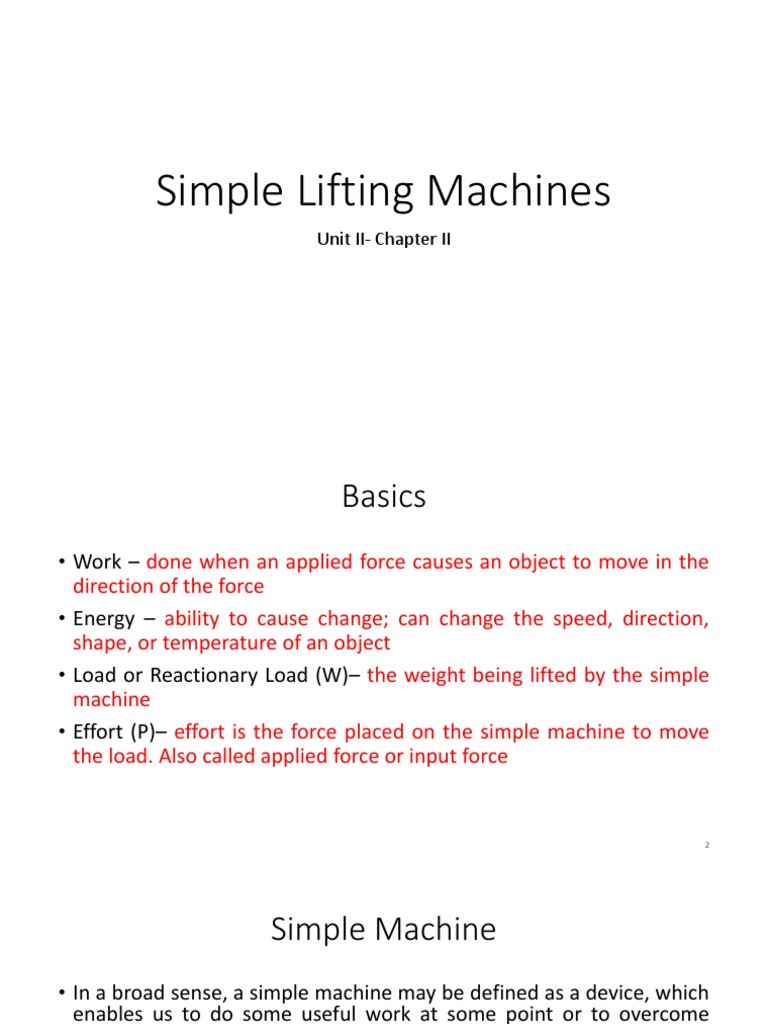 Simple Lifting Machines My | PDF | Machines | Force