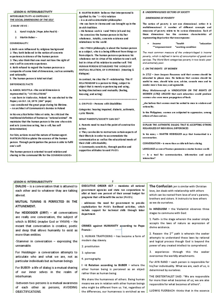 Lesson 6 Intersubjectivity | PDF | Martin Buber | Self