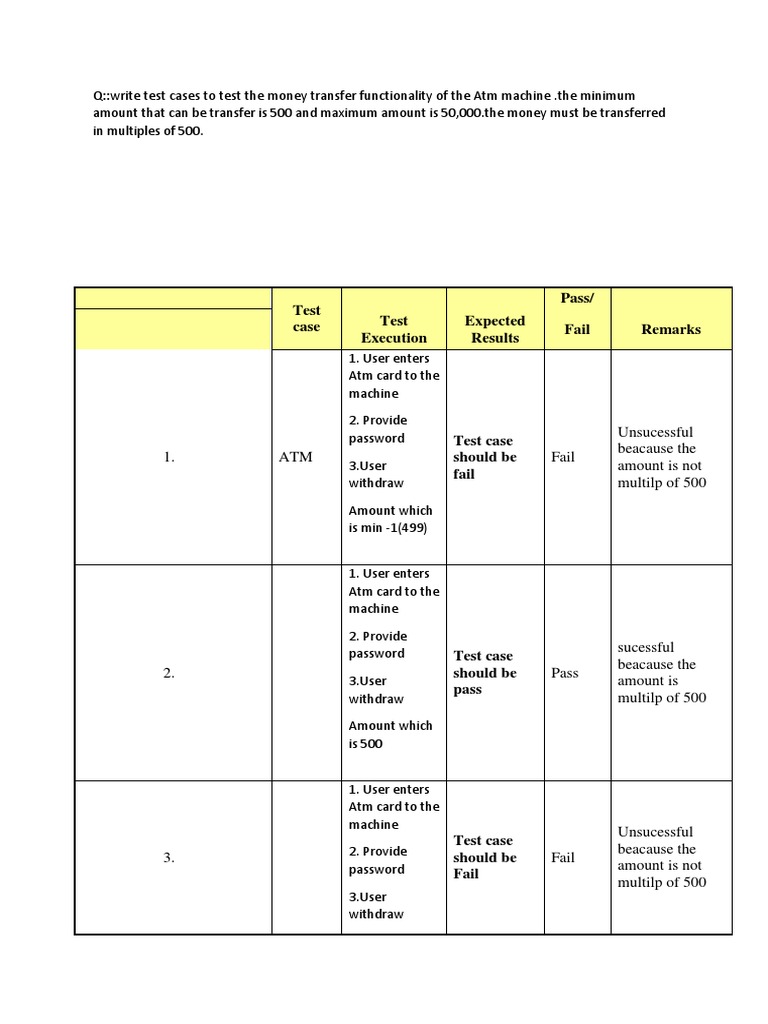 Test Case Pass/ Test Execution Expected Results Fail Remarks | PDF ...