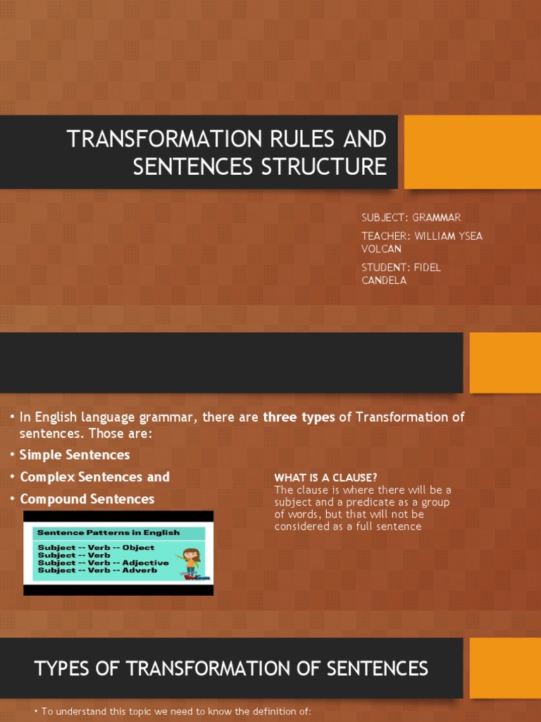 Transformation Rules | PDF | Clause | Sentence (Linguistics)