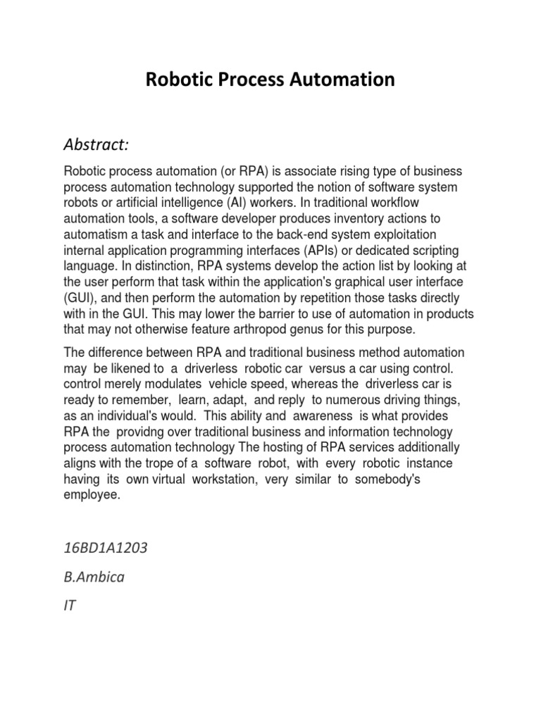 Robotic Process Automation: Abstract | PDF