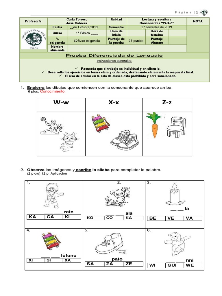 Evaluacion Diferenciada W-Z-X PDF | PDF
