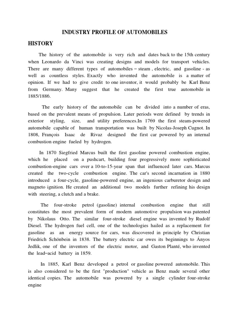 Automobile Industry Profile Overview | PDF | Car | Internal Combustion ...