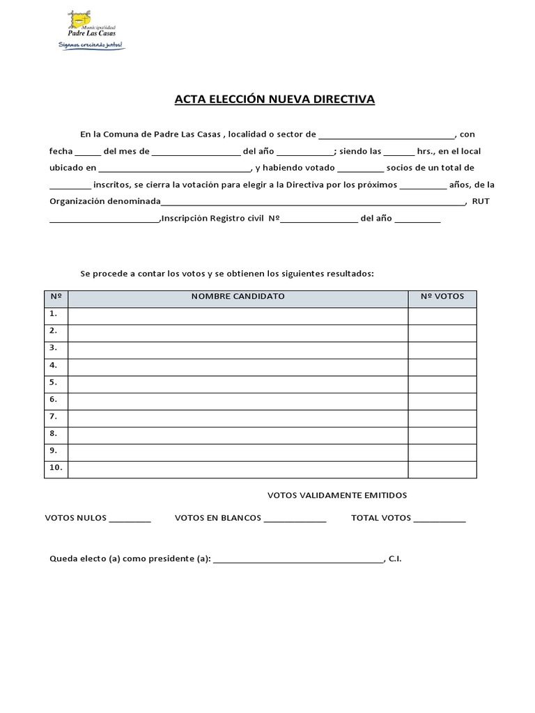 Modelo Acta Cambio de Directiva | PDF