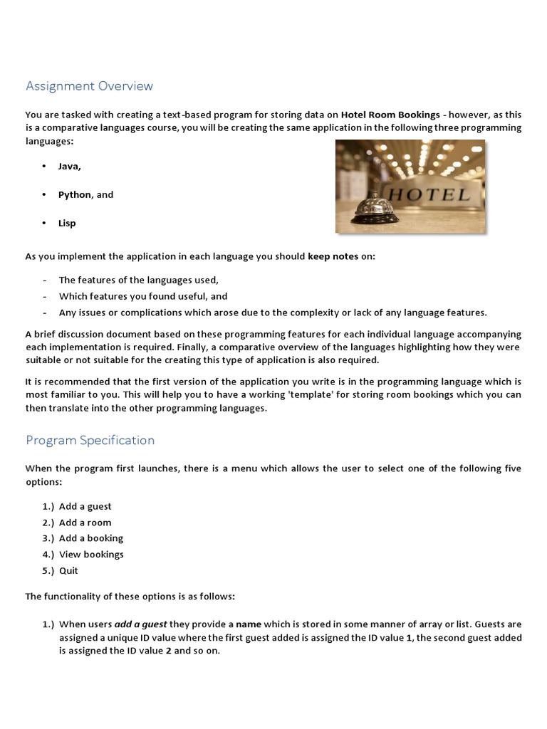 Assignment Overview: Java, Python, and Lisp | PDF | Programming ...