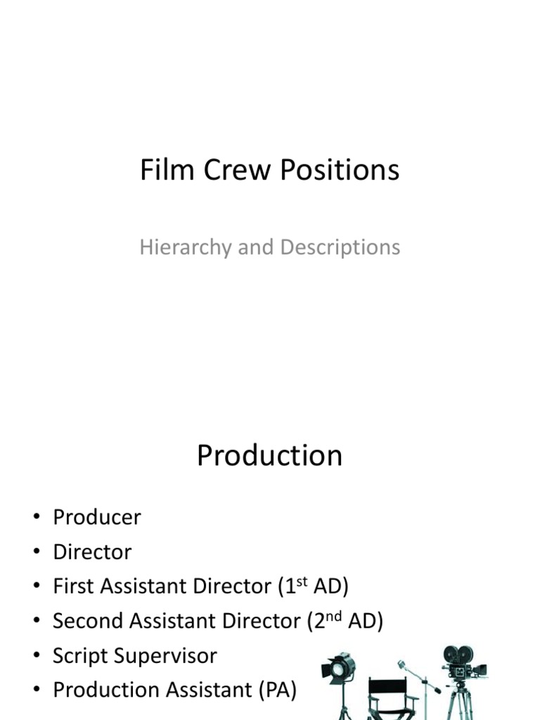 2016 Film Crew Positions (Full Details) | PDF | Filmmaking