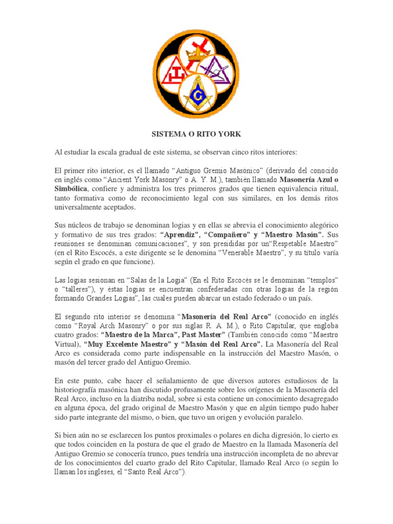 Sistema o Rito York | PDF | Masonería