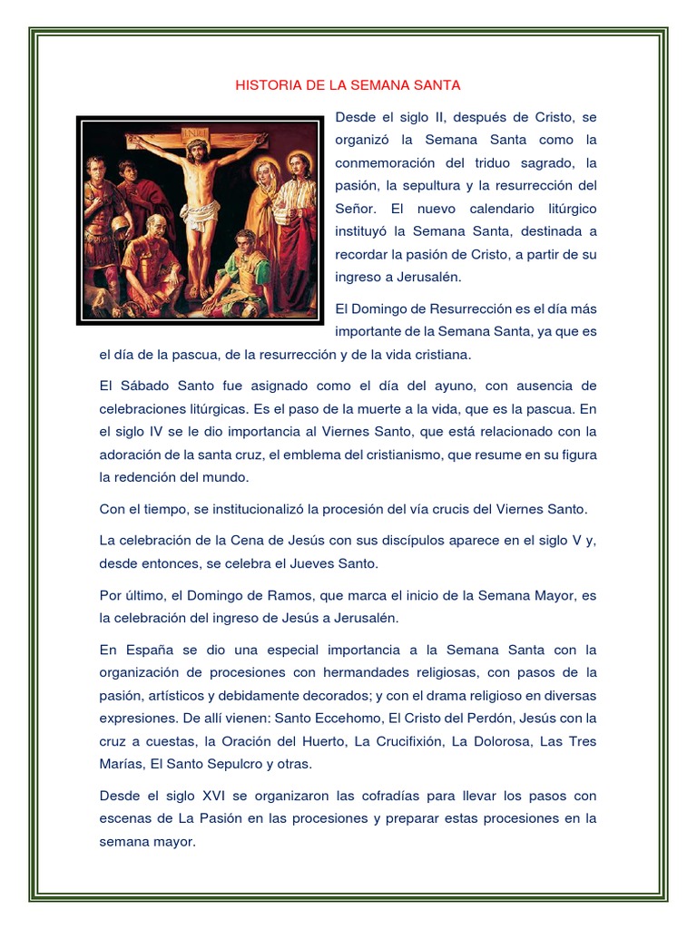 Historia de La Semana Santa | PDF | Pascua de Resurrección | Estaciones ...