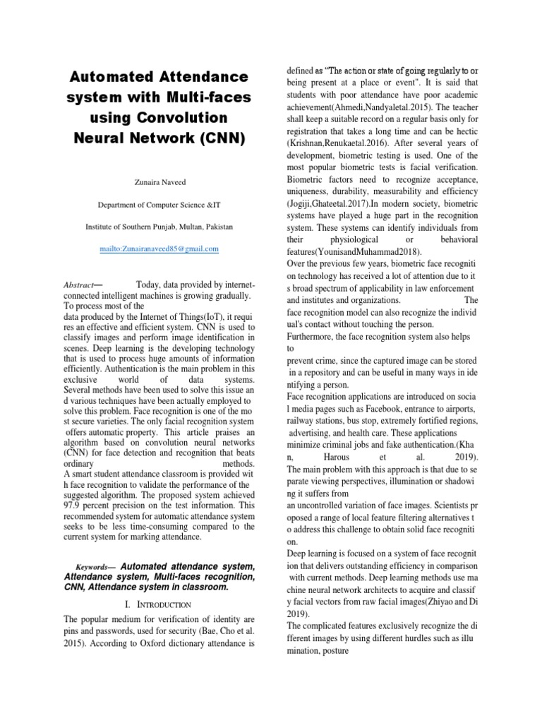 Automated Attendance System With Multi-Faces Using Convolution Neural ...