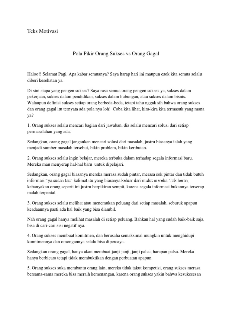 Teks Motivasi | PDF | Karier & Perkembangan | Pengembangan Diri