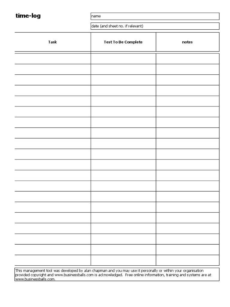 Time-Log: Task Test To Be Complete Notes | PDF