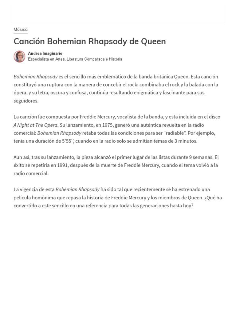 Bohemian Rhapsody de Queen - Análisis, Letra y Traducción de La Canción ...