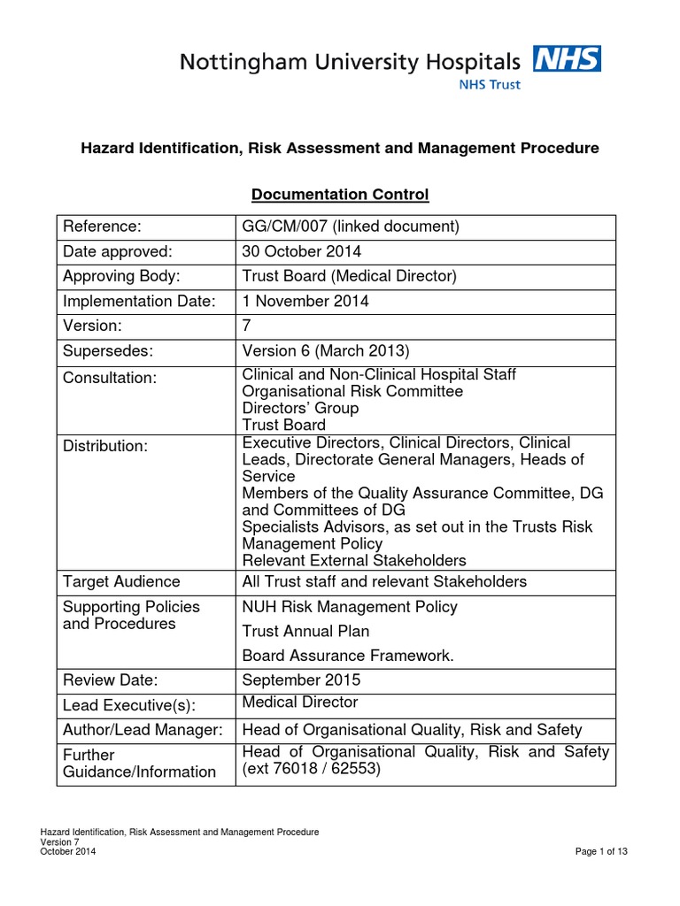Ggcm007 Hazard Identification Risk Assessment and Managment Process ...