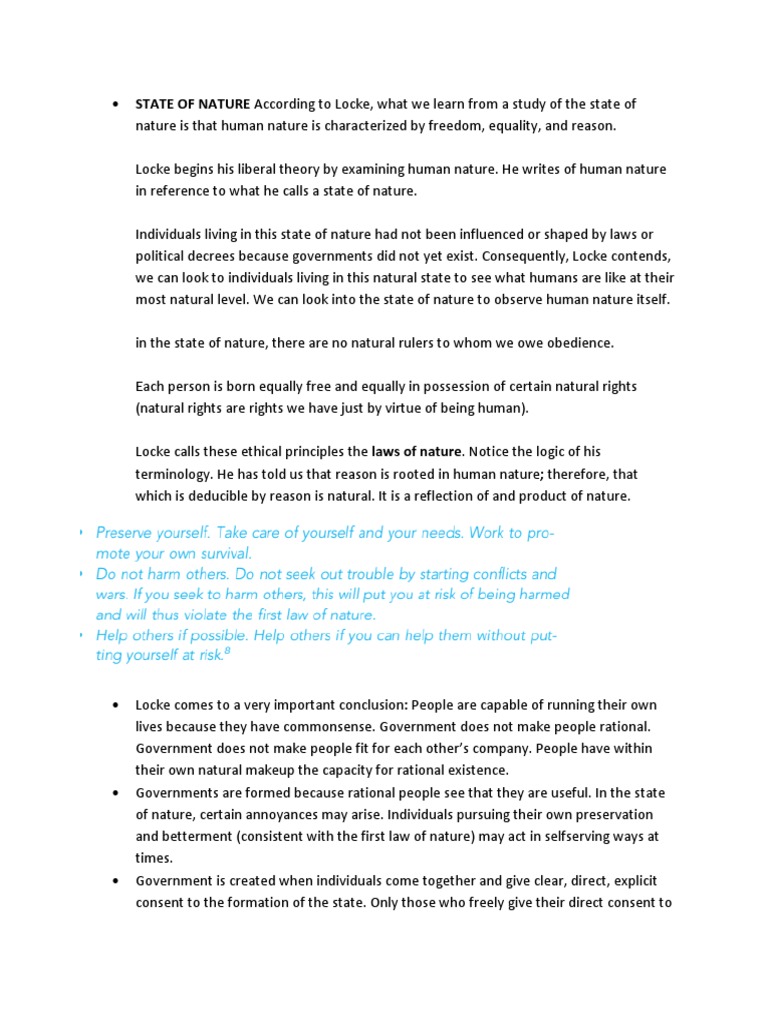 STATE OF NATURE According To Locke | PDF | State (Polity) | John Locke