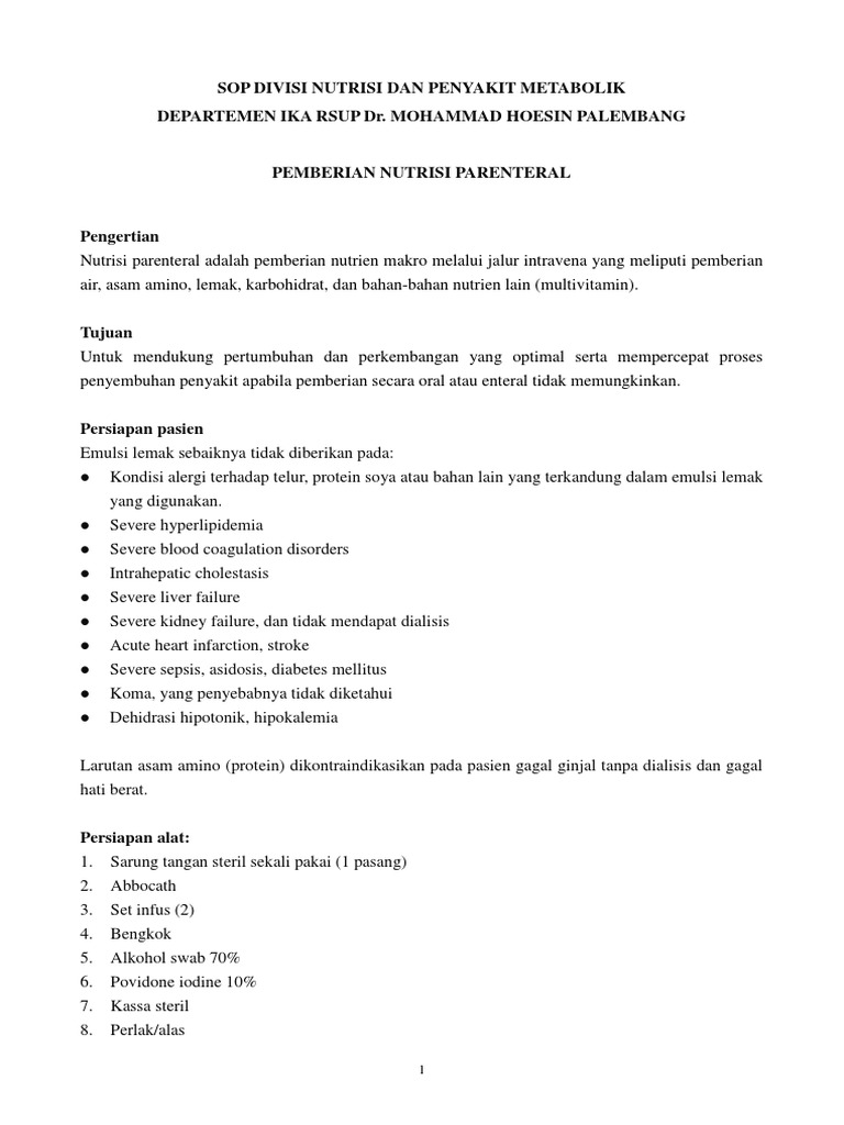 Sop TPN | PDF | Kesehatan Holistik