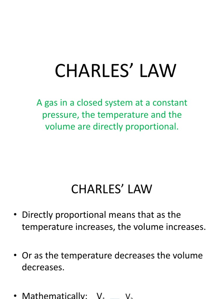 Charles Law | PDF | Temperature | Gases